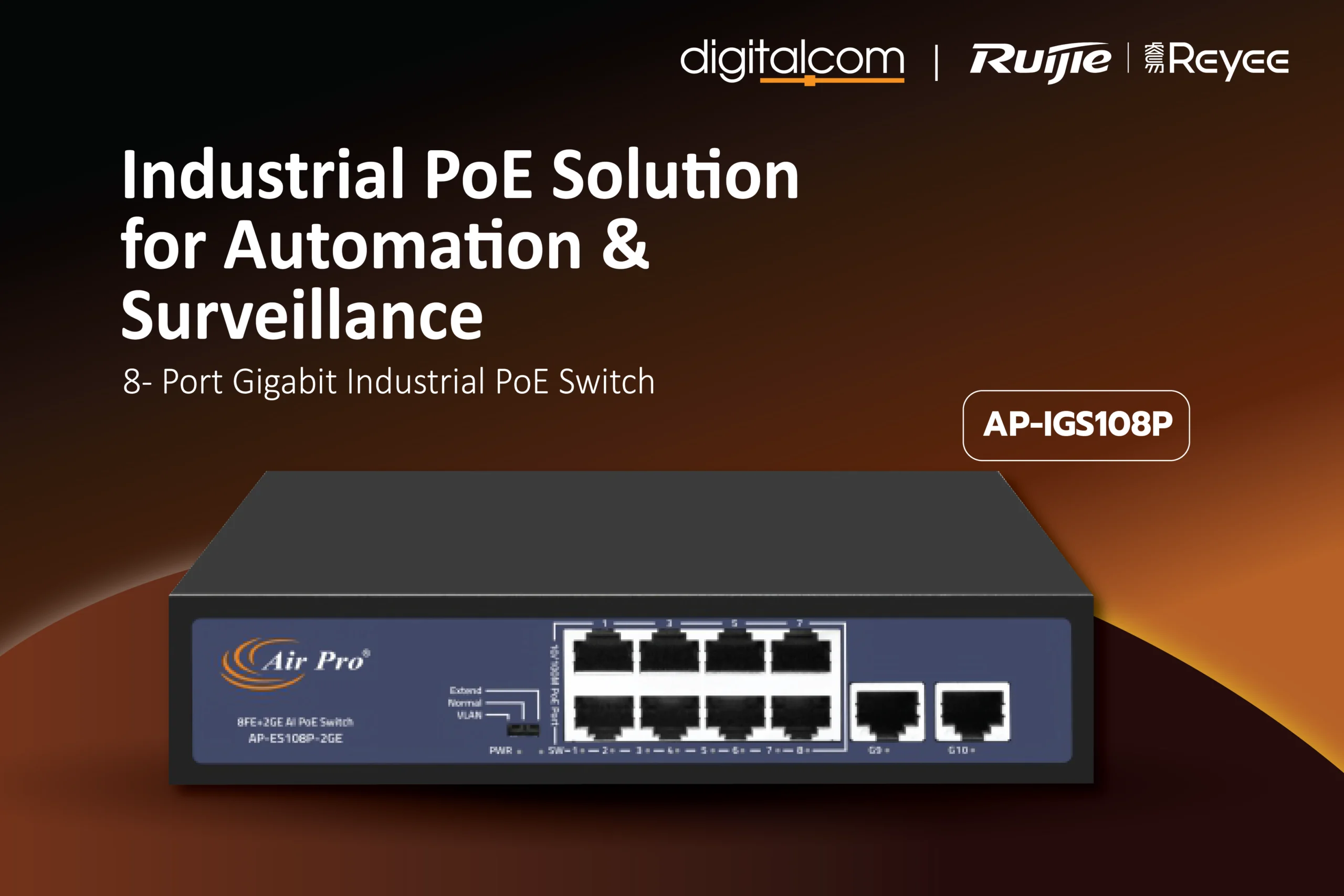 AP-IGS108P 8-Port Gigabit Industrial PoE Switch - Digitalcom Company